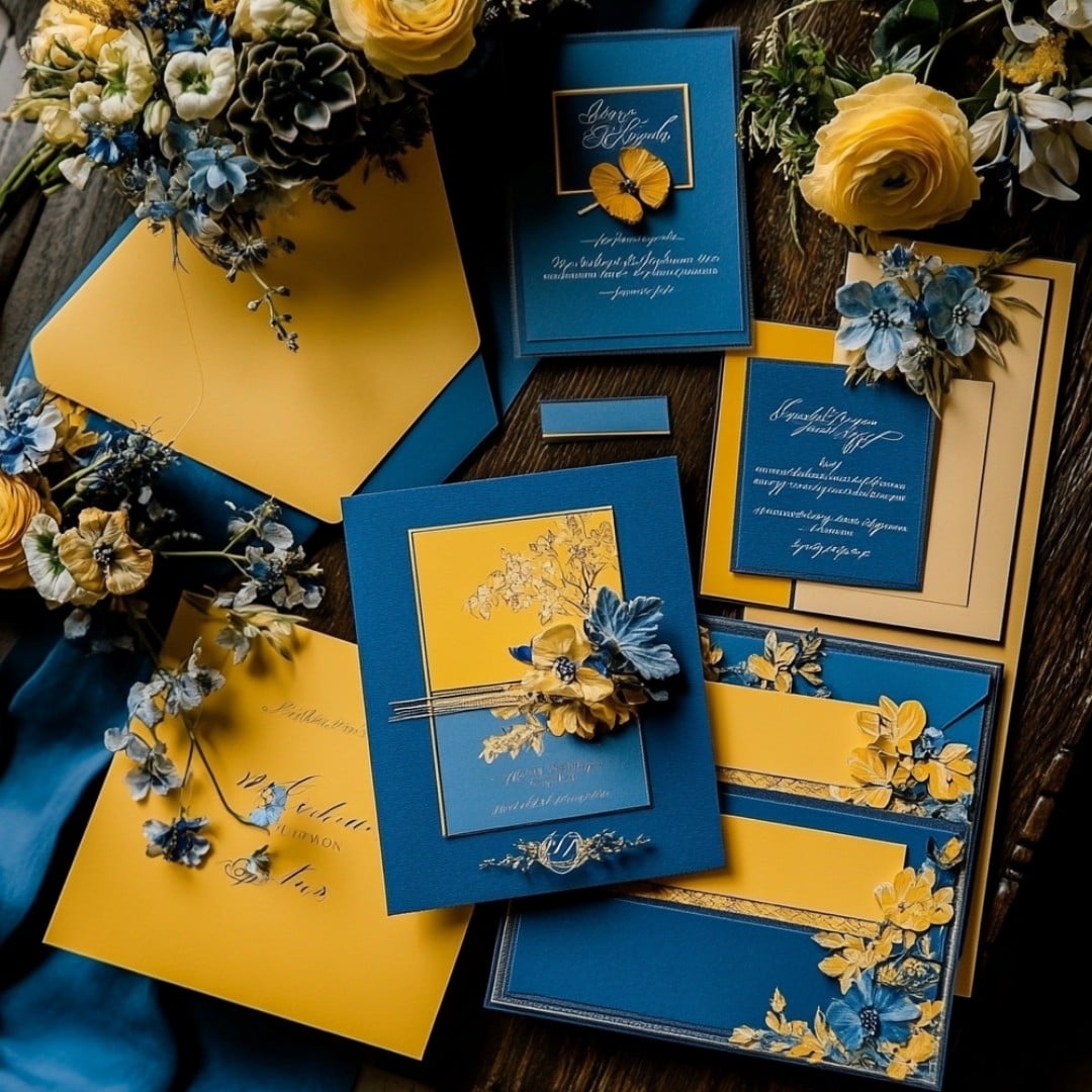 Bright Ideas: Stunning Blue and Yellow Wedding Invitations Guide - Yeah ...