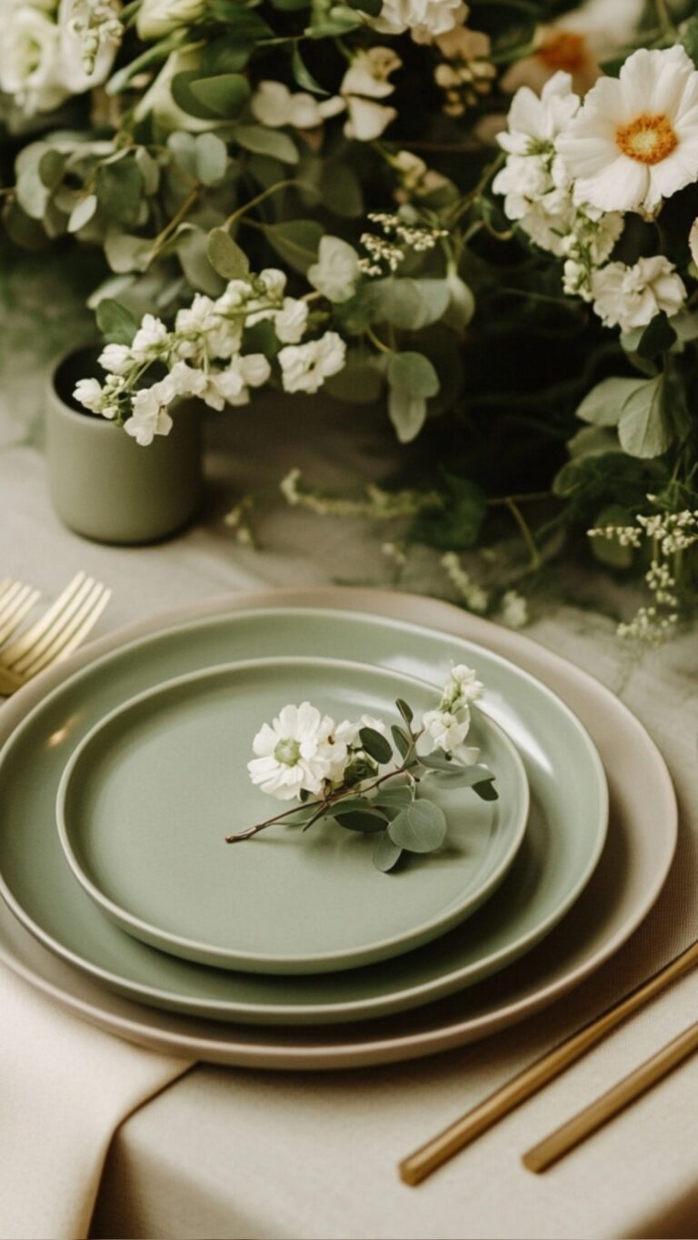 15 Stunning Sage Green Wedding Table Setting Ideas to Inspire Your ...